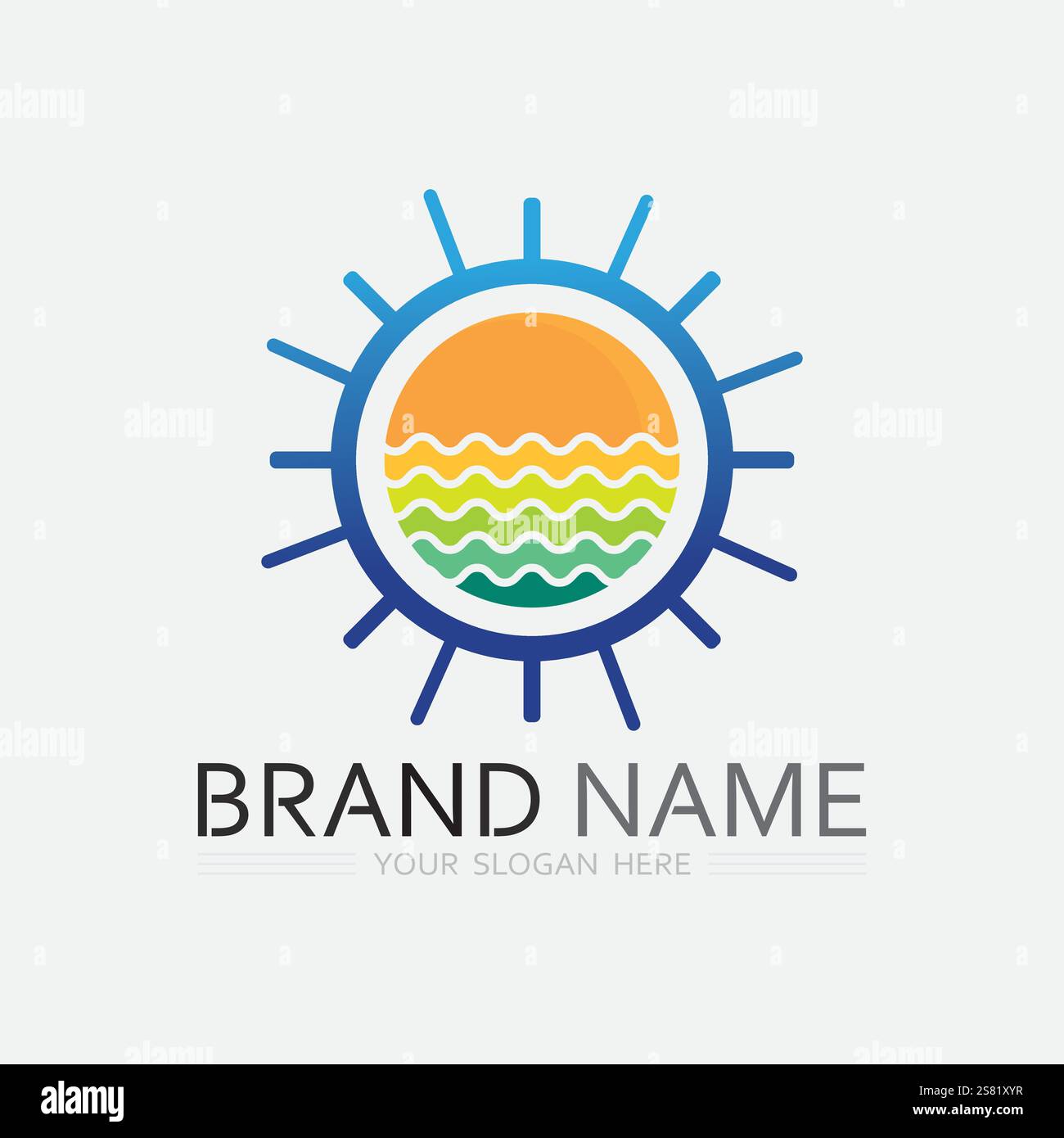wave and water Isolated round shape logo Blue color Sea, ocean, river ...