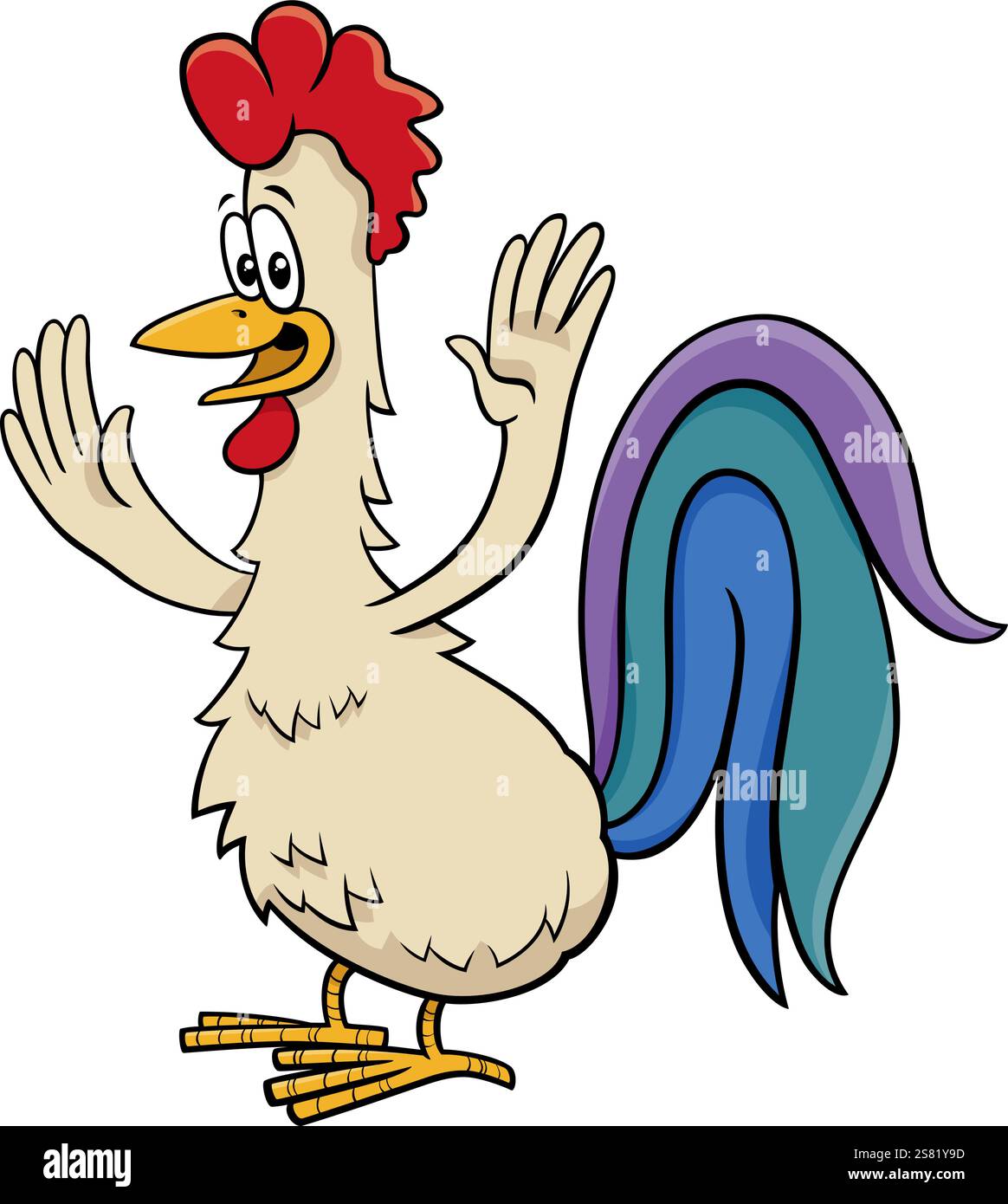 Cartoon illustration of happy rooster farm animal character Stock ...