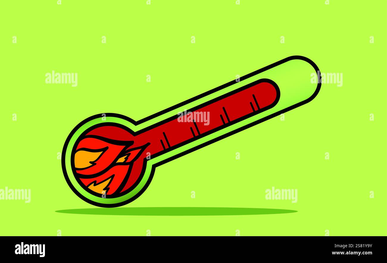 Thermometer showing increasing temperature with fire burning inside on ...