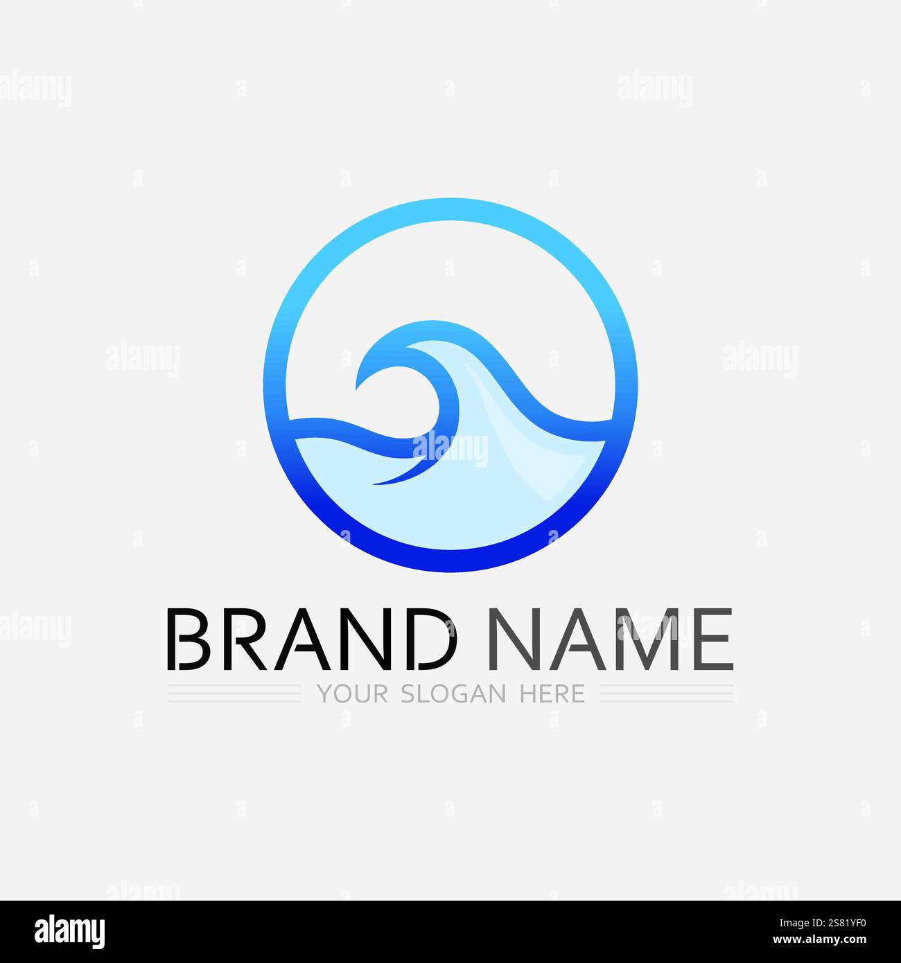 wave and water Isolated round shape logo Blue color Sea, ocean, river ...