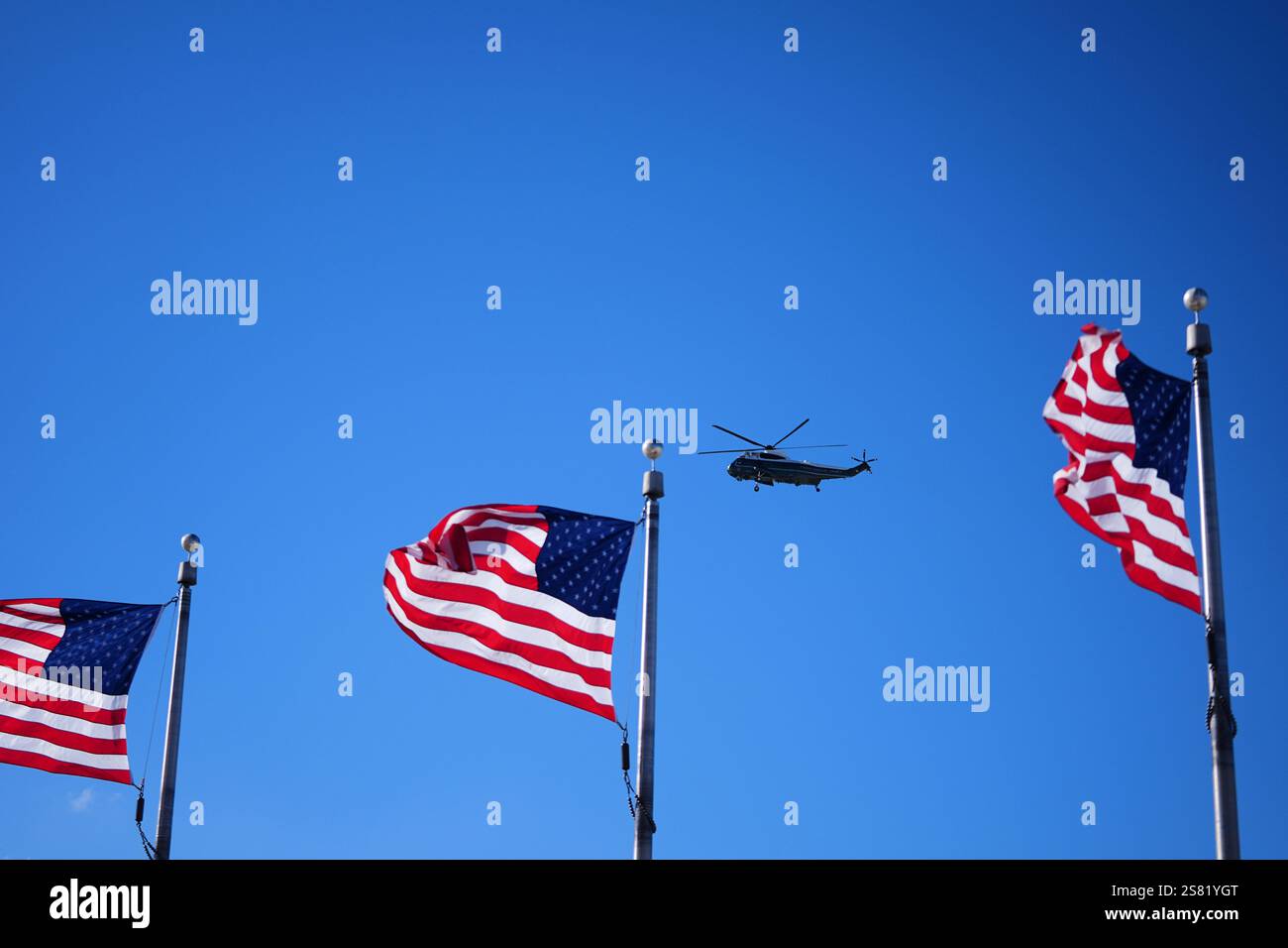 U.S. flags around the Washington Monument are at full staff ahead of ...