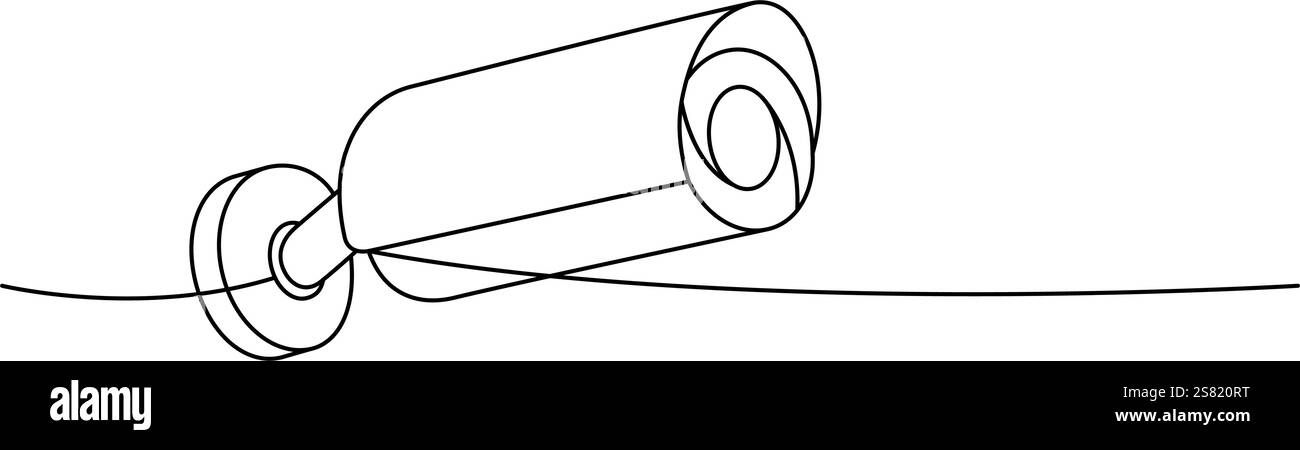 CCTV camera one line continuous drawing. Video surveillance. Vector ...