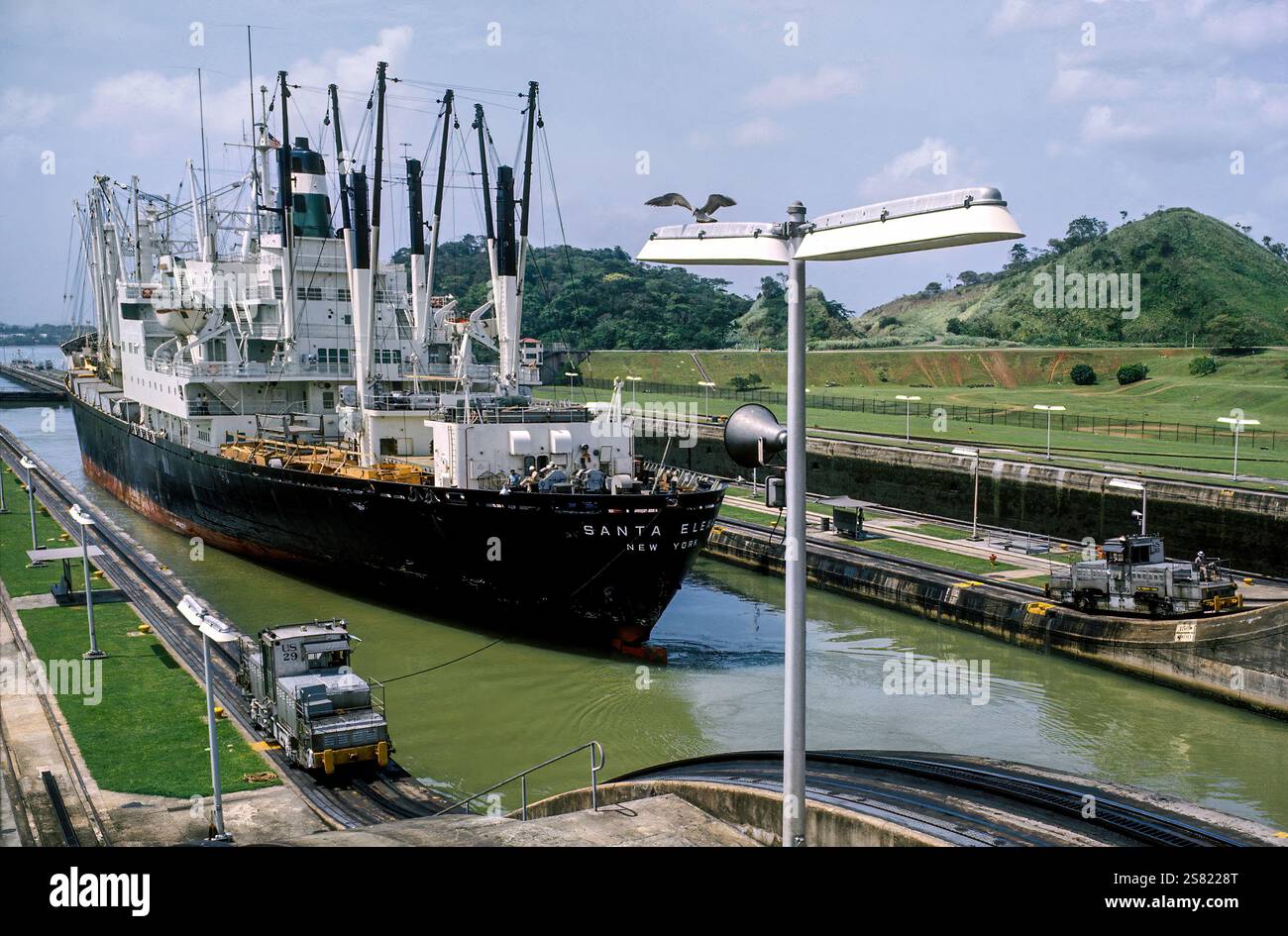 Ship in Miraflores Locks, Panama Canal, Panama Stock Photo - Alamy