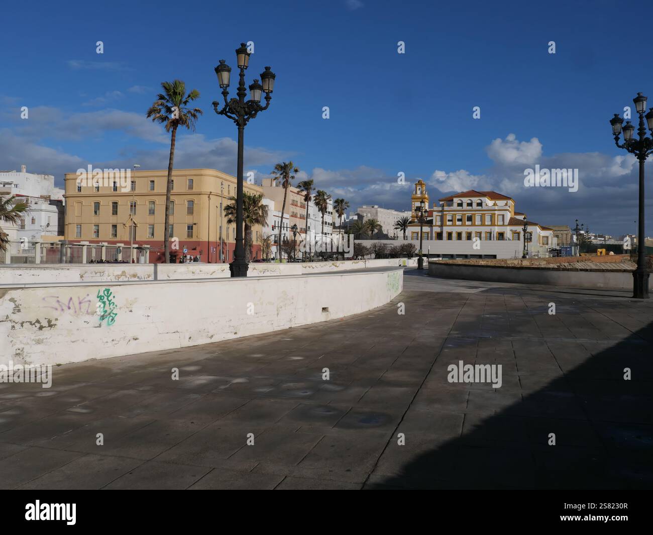 Historical street lighting in the streets and in the places of Cadiz ...