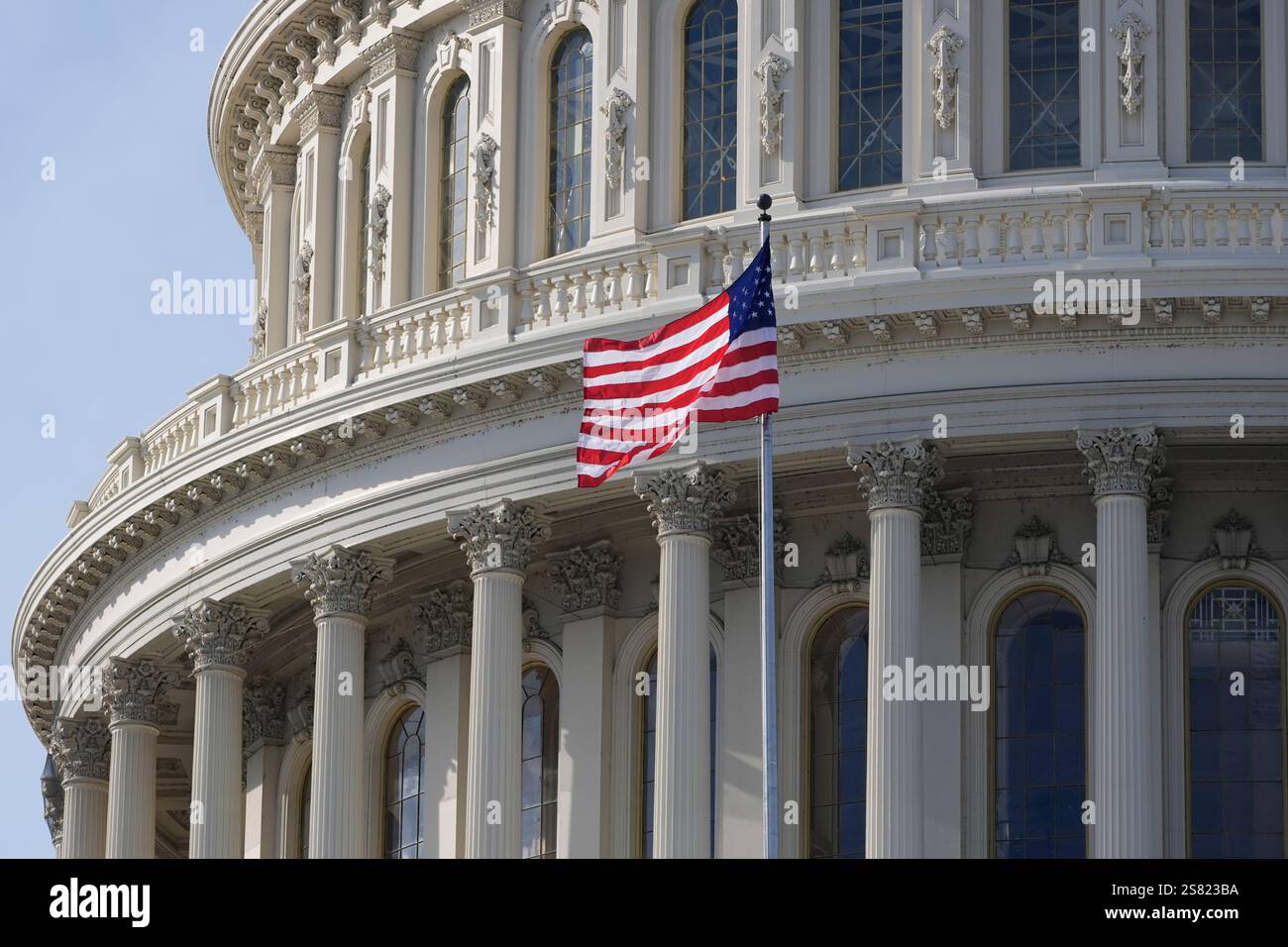 The U.S. flag flies at full staff at the U.S. Capitol in Washington ...