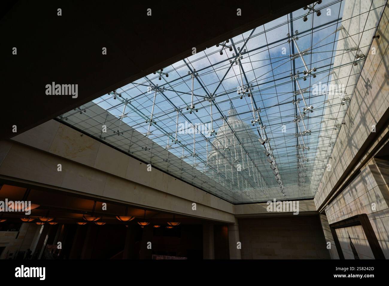 The U.S. Capitol dome is seen from Emancipation Hall during ...