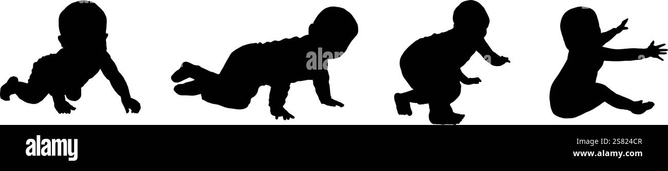 set of silhouettes of a crawling baby Stock Vector Image & Art - Alamy