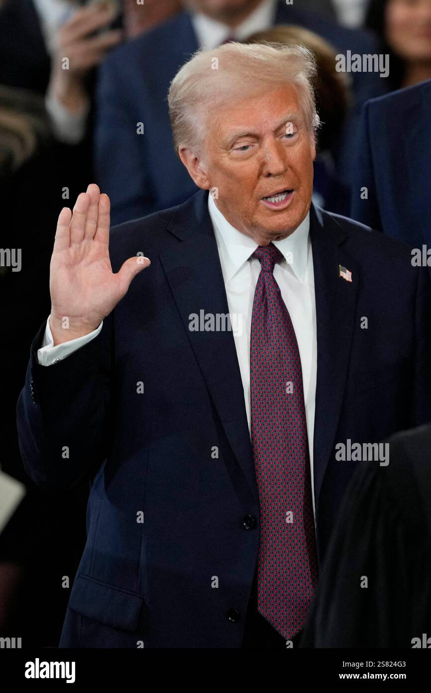 Donald Trump is sworn in as the 47th president of the United States by ...
