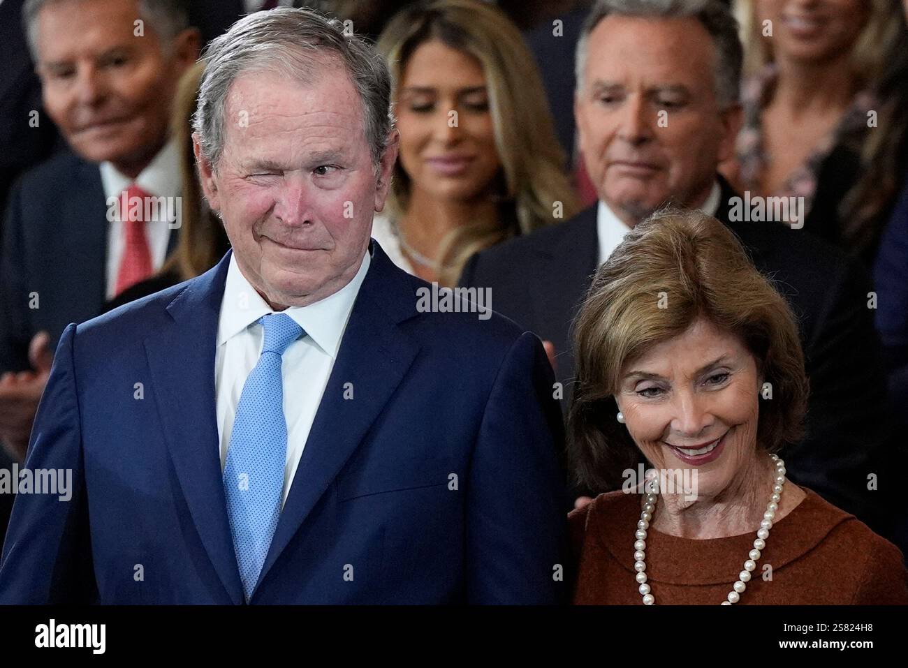 Former President George W. Bush and Laura Bush arrive before the 60th ...