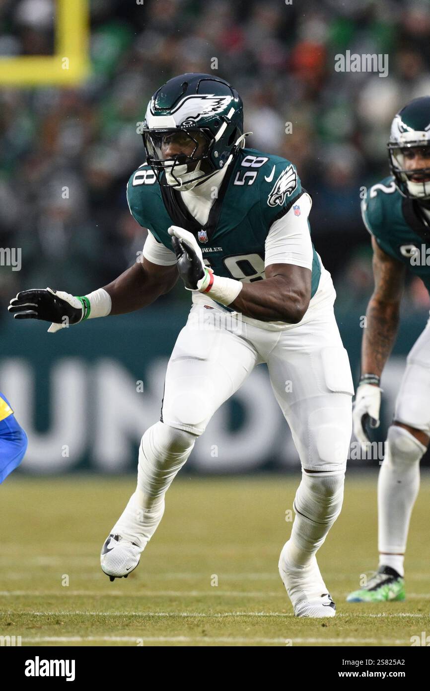 Philadelphia Eagles linebacker Jalyx Hunt (58) in action during the ...
