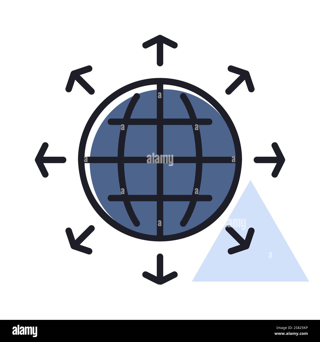 Arrows outside from globe vector icon. Global communication filled ...