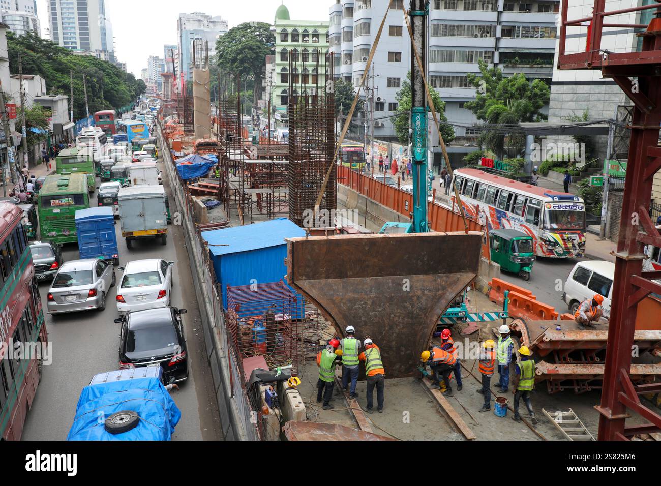 Construction of the Dhaka Metro Rail in Agargaon, Dhaka, Bangladesh ...