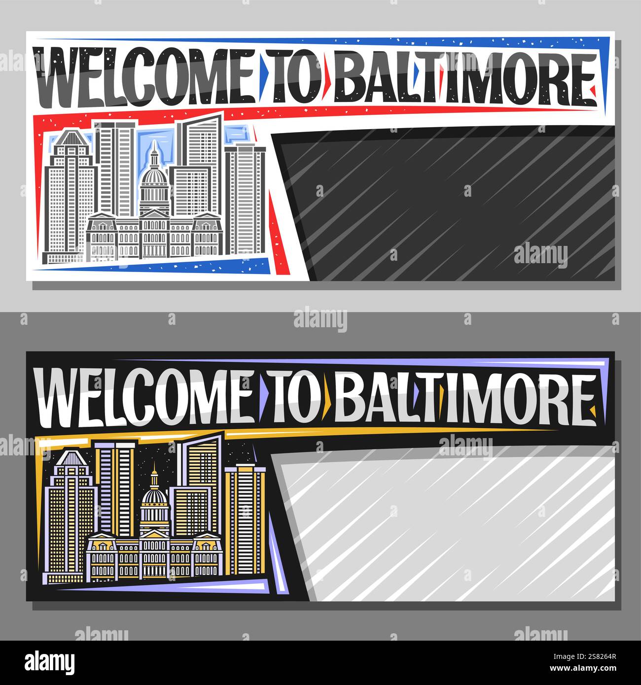 Vector layout for Baltimore with copy space, decorative ticket with ...