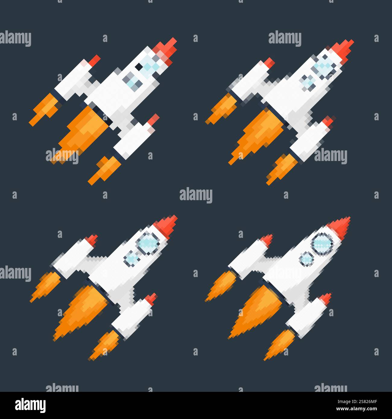 Pixel art rocket with fiery trails, retro games, space-themed designs ...