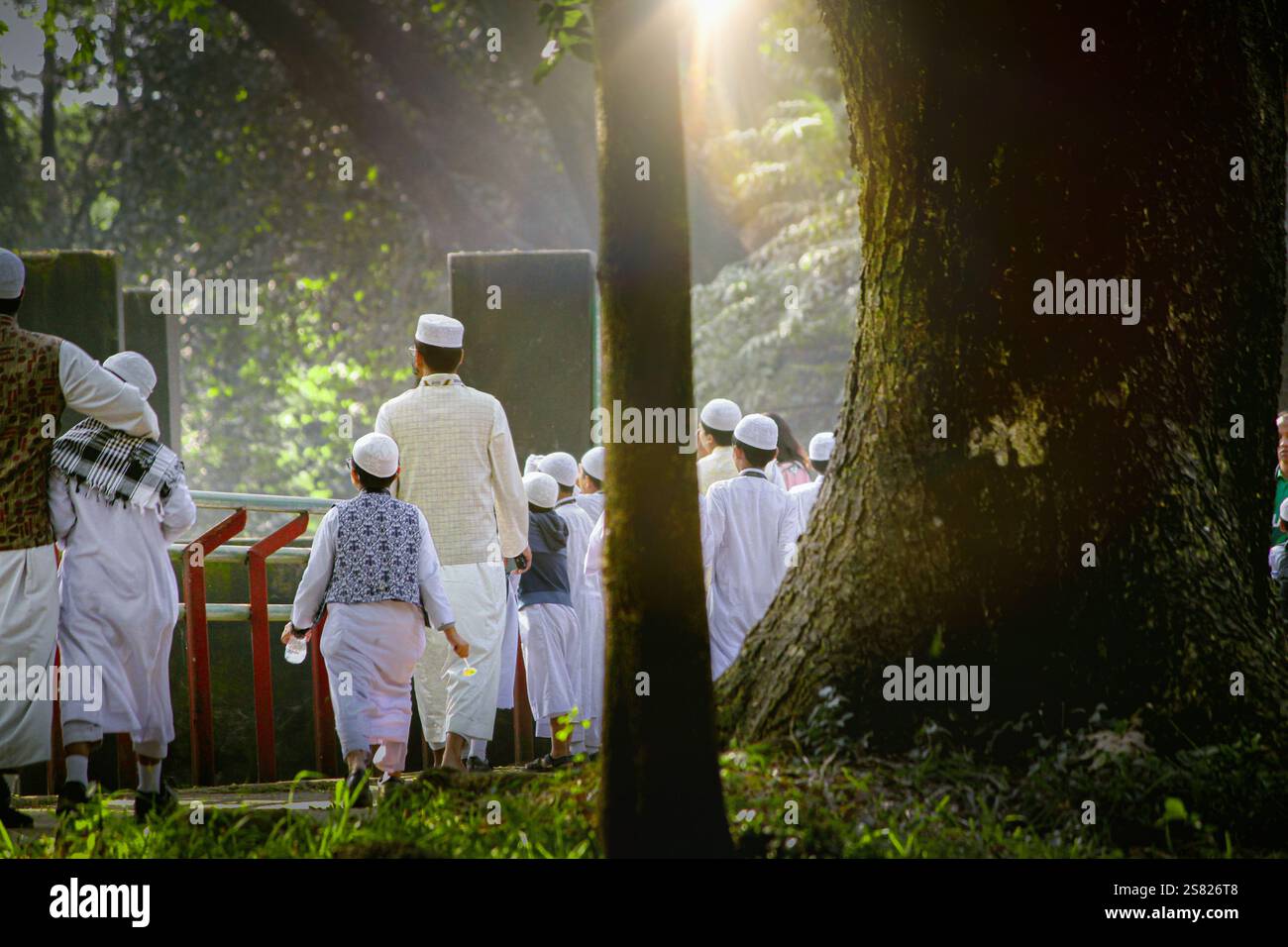 Muslim students enjoying an outing at a park, reflecting the joy of ...