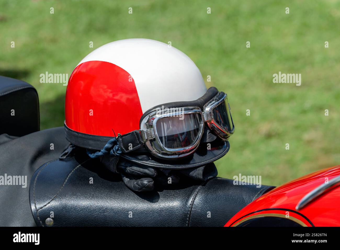 Old white vintage motorcycle helmet Stock Photo - Alamy