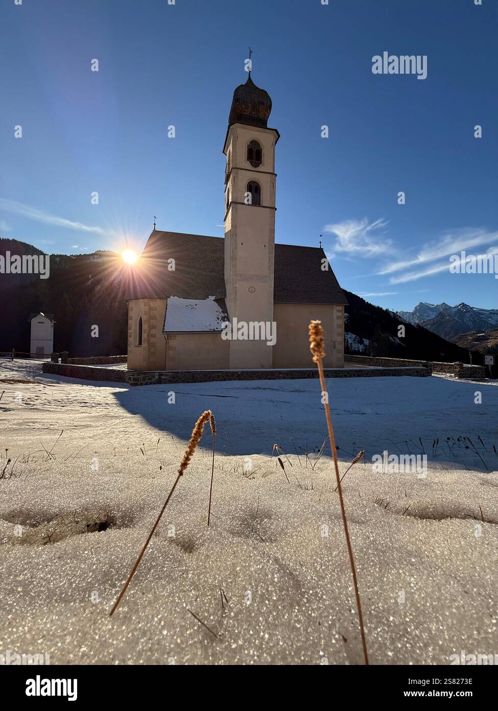 Santa Fosca Civetta resort. Panoramic view of the Dolomites mountains ...