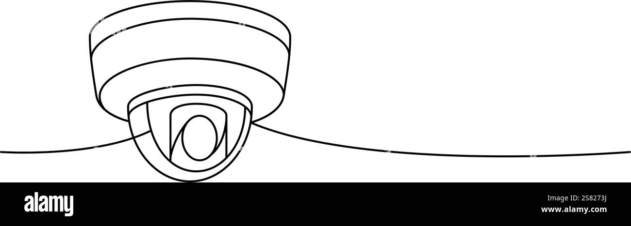 External CCTV camera one line continuous drawing. Security surveillance ...