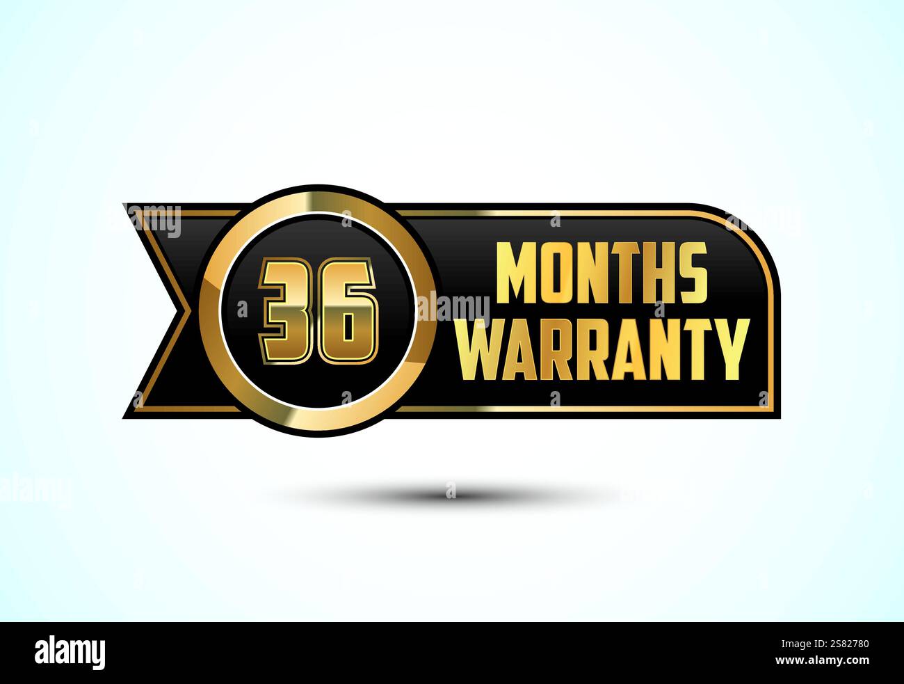 Luxury 36 months warranty label, badge, icon with gold and black color ...