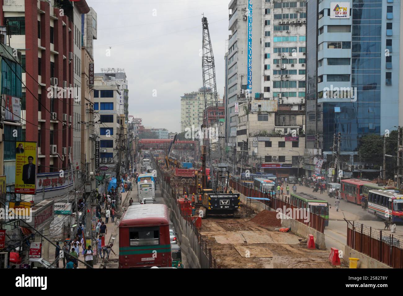 Construction of the Dhaka Metro Rail in Agargaon, Dhaka, Bangladesh ...