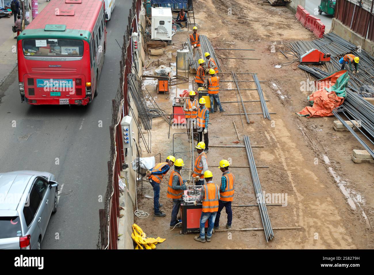 Construction of the Dhaka Metro Rail in Agargaon, Dhaka, Bangladesh ...