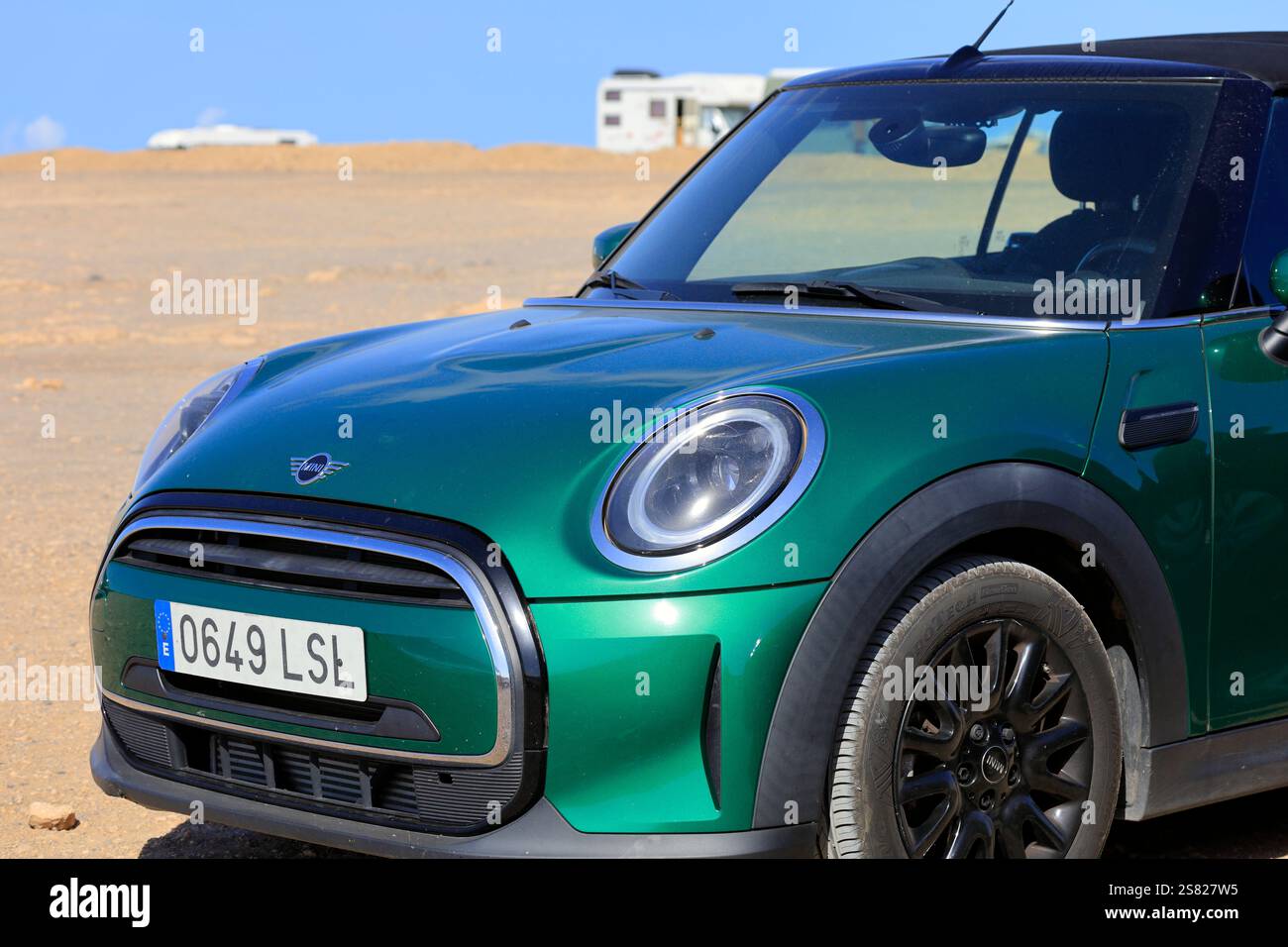 Metallic emerald green Mini car, Fuerteventura. Taken November 2024 ...