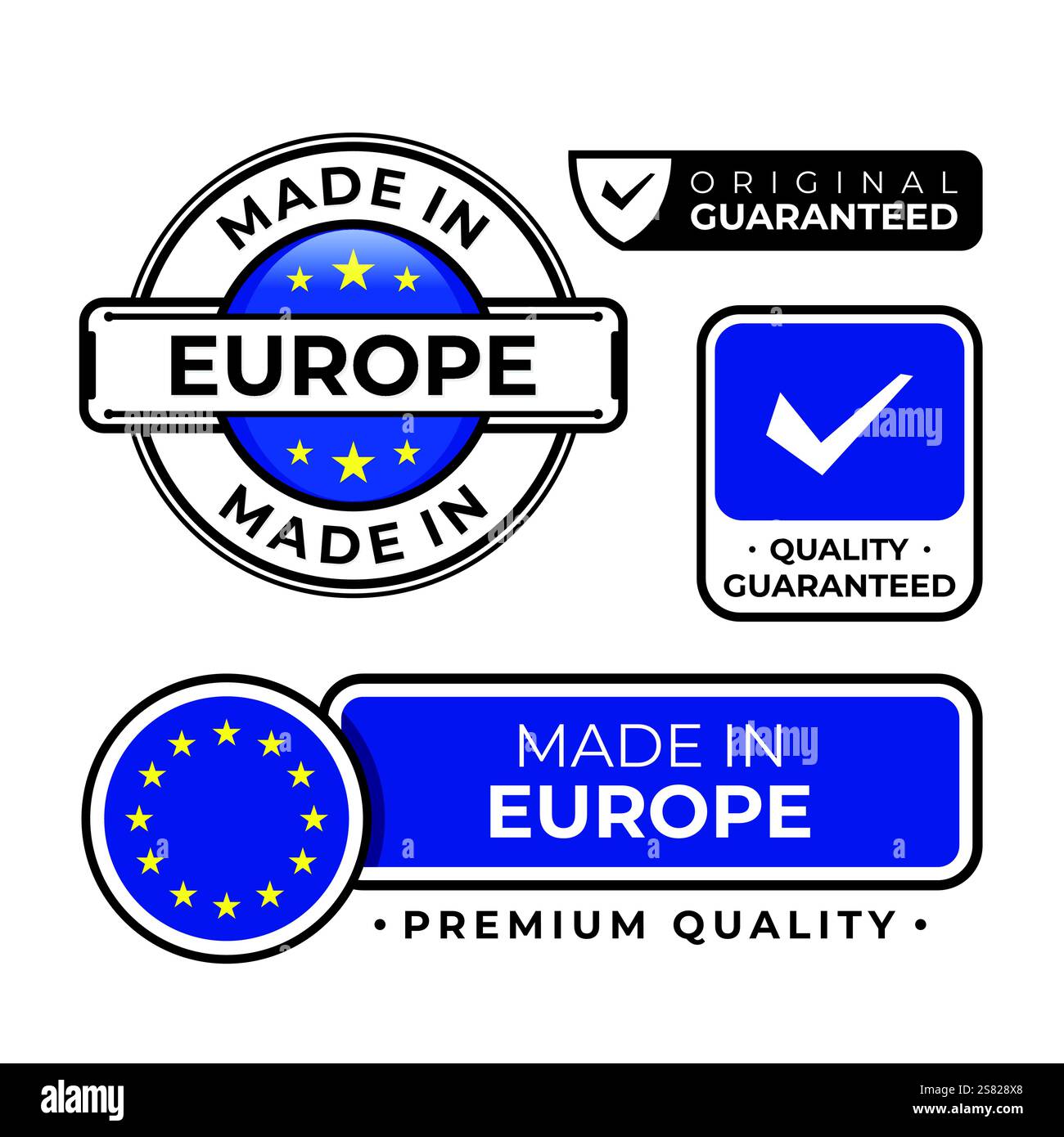 Badge bundle made in Europe label icon emblem isolated on white ...