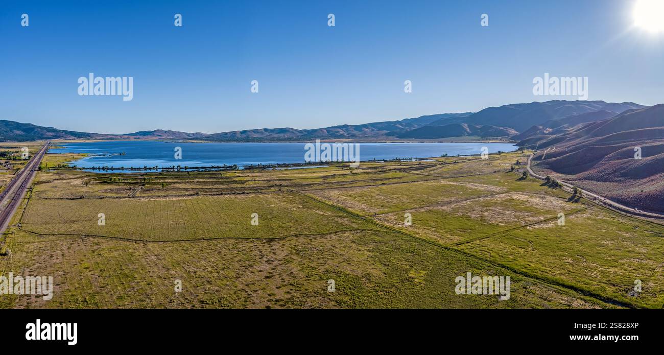 Aerial View of Washoe Lake State Park. Washoe Lake is located in Washoe ...