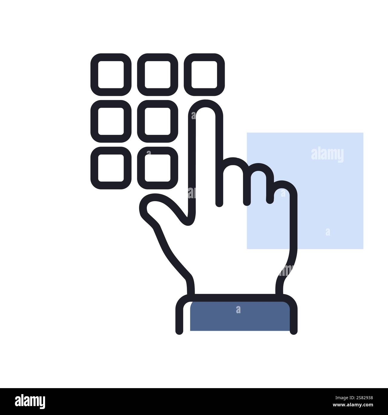 Hand finger entering pin code icon. Unlock and password symbol ...
