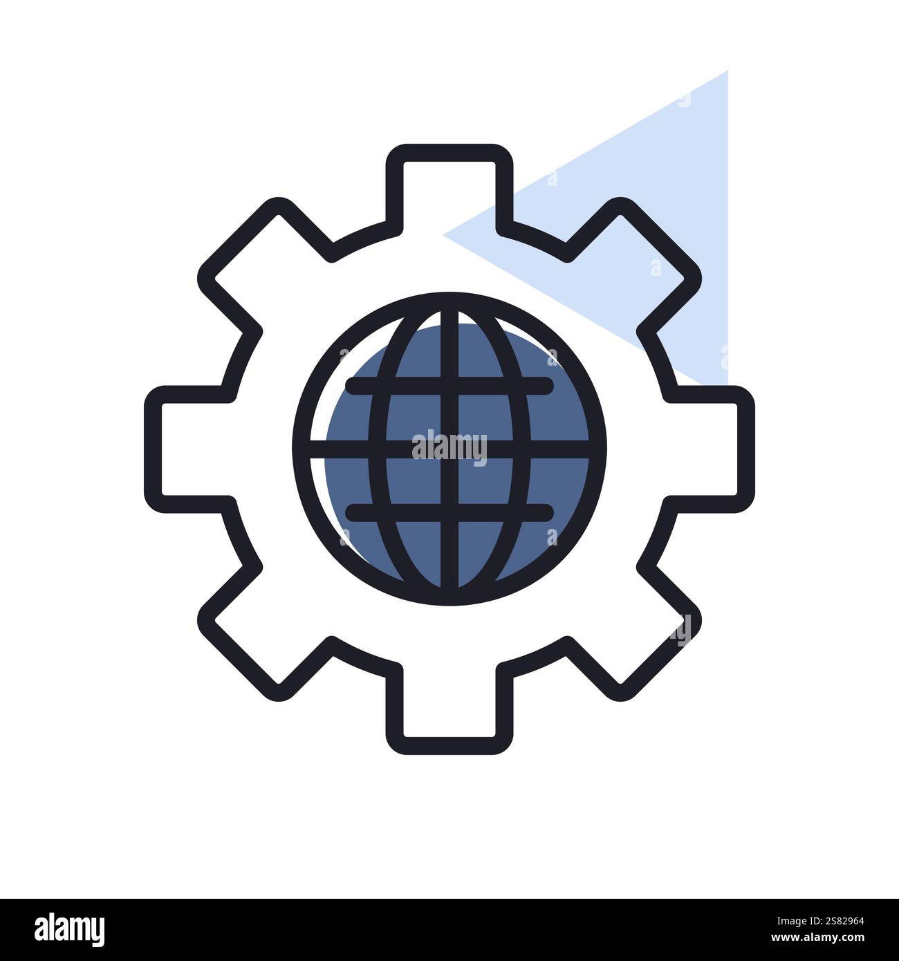 Globe with gears vector icon. World mechanism symbol. Global ...