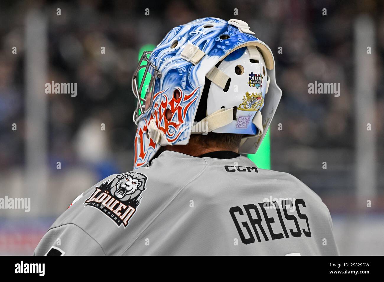 Torwartmaske / Maske von Thomas Greiss (Torwart, Loewen Frankfurt, #1 ...