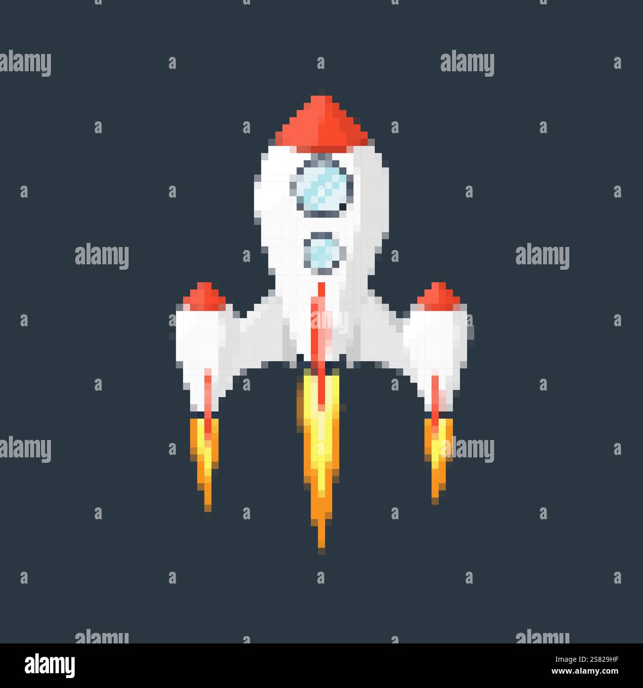 Pixel art rocket with fiery trails, retro games, space-themed designs ...