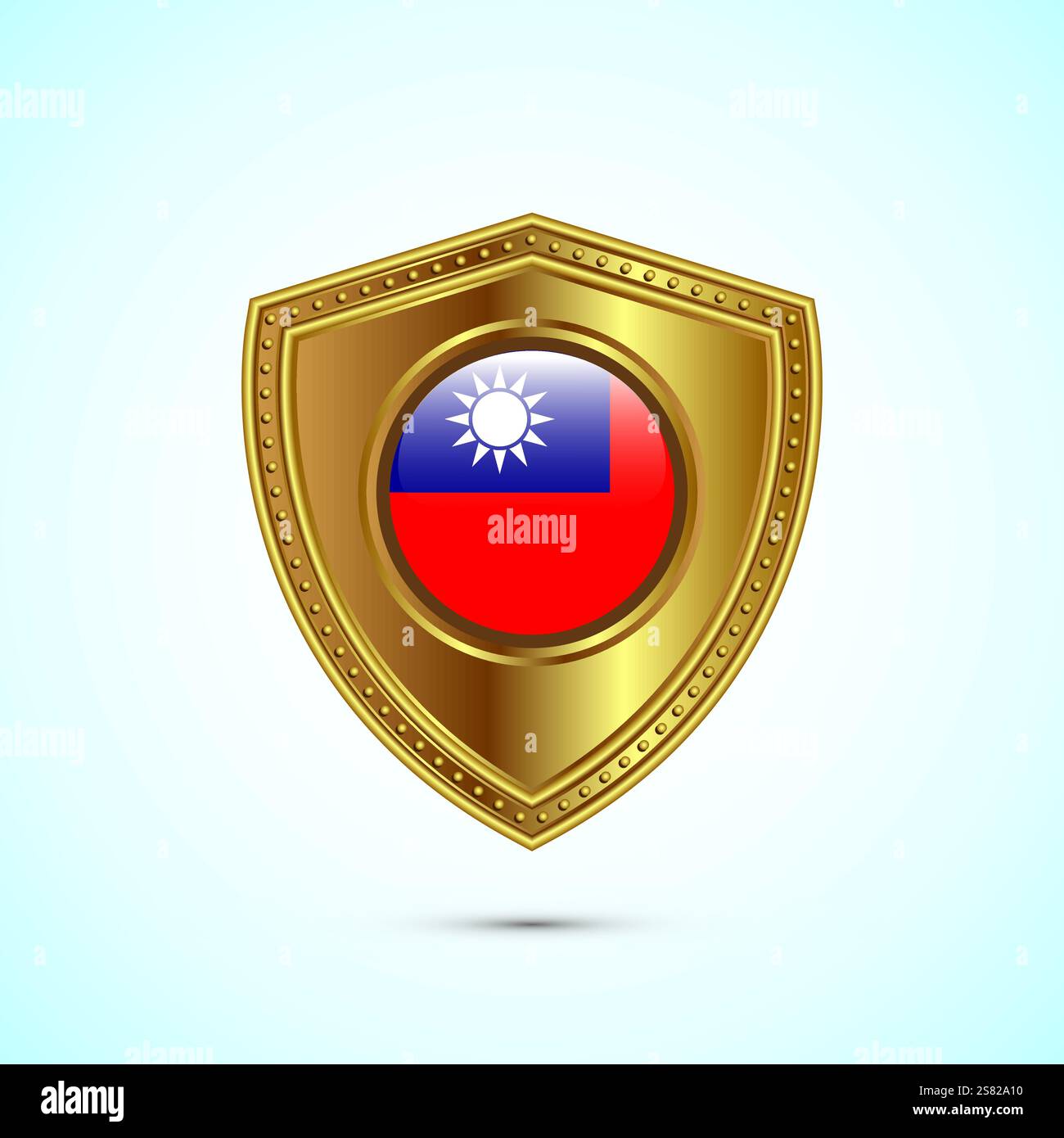 Rounded flag of Taiwan with glossy gold shield Stock Vector Image & Art ...