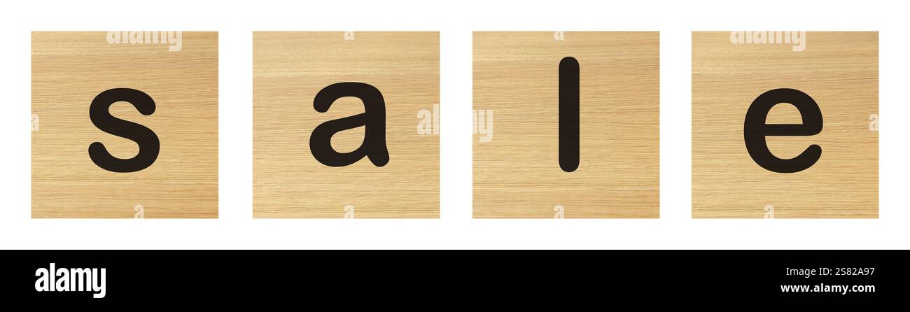 sale word with wood blocks Stock Photo - Alamy