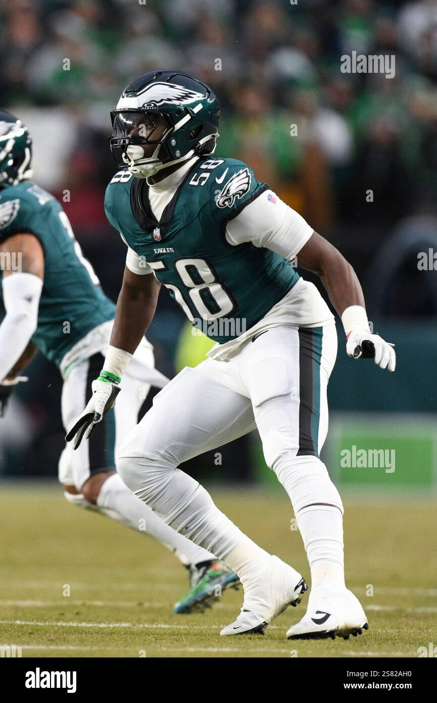 Philadelphia Eagles linebacker Jalyx Hunt (58) in action during the ...