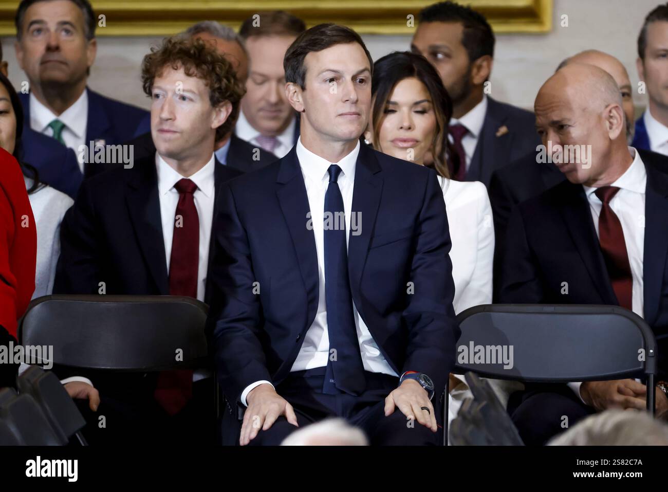 Washington, DC, USA. 20th Jan, 2025. Jared Kusner (C) and Meta CEO Mark ...