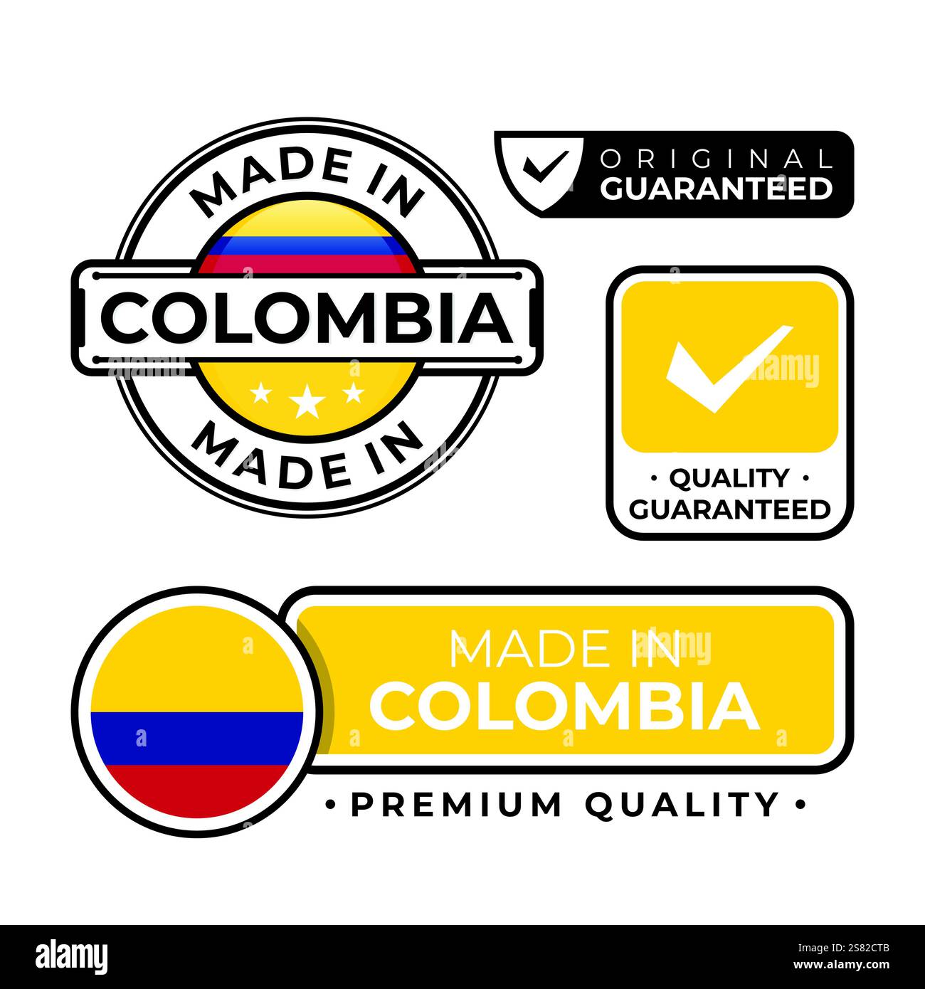 Badge bundle made in Colombia label icon emblem isolated on white ...
