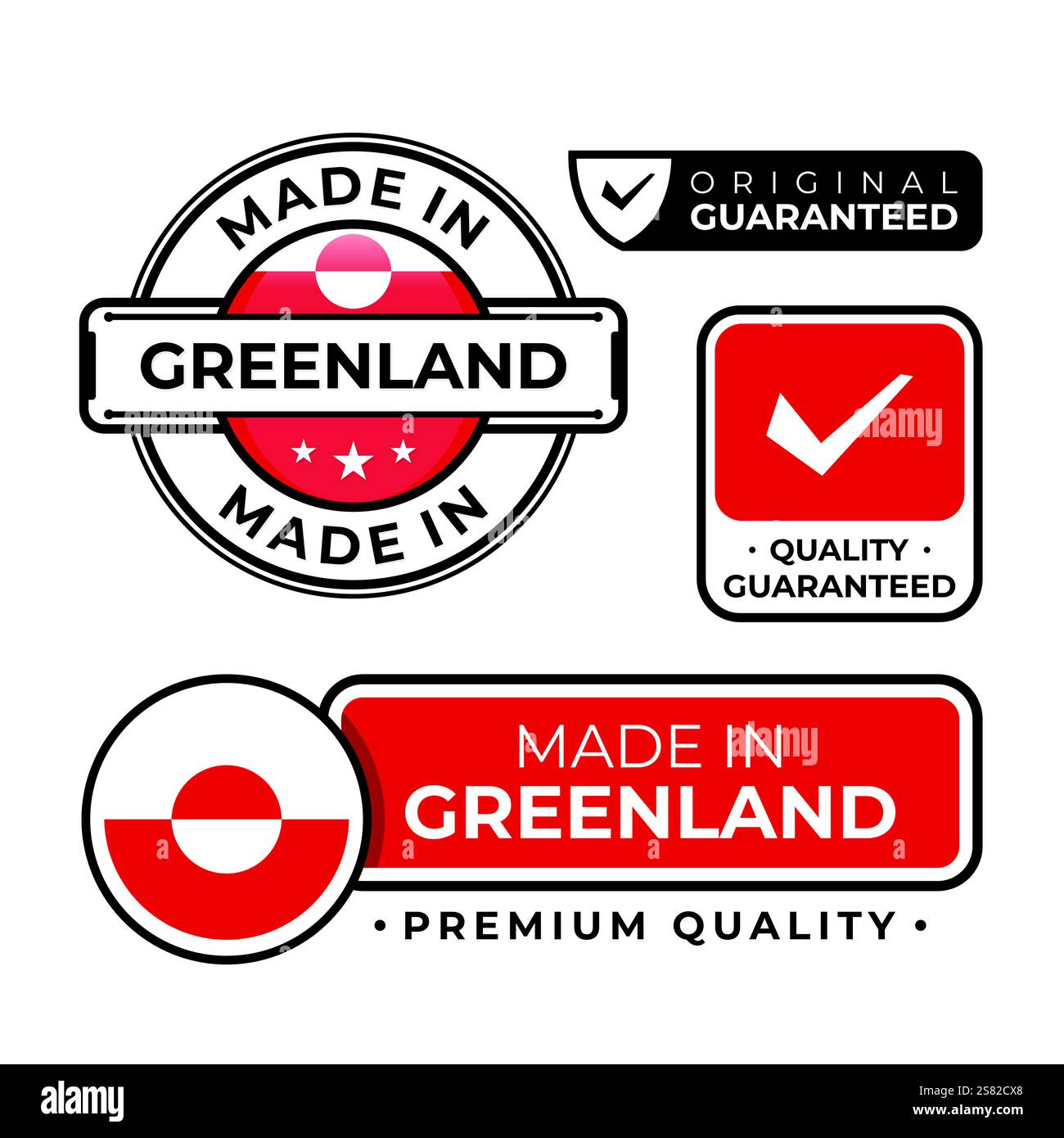 Badge bundle made in Greenland label icon emblem isolated on white ...
