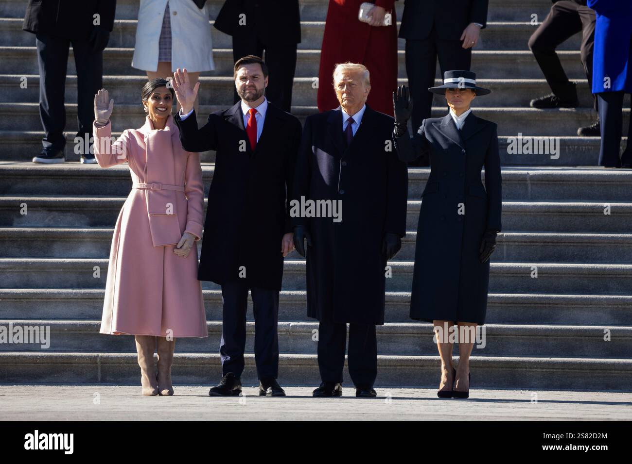 President Donald Trump, second from right, looks on while, from left ...