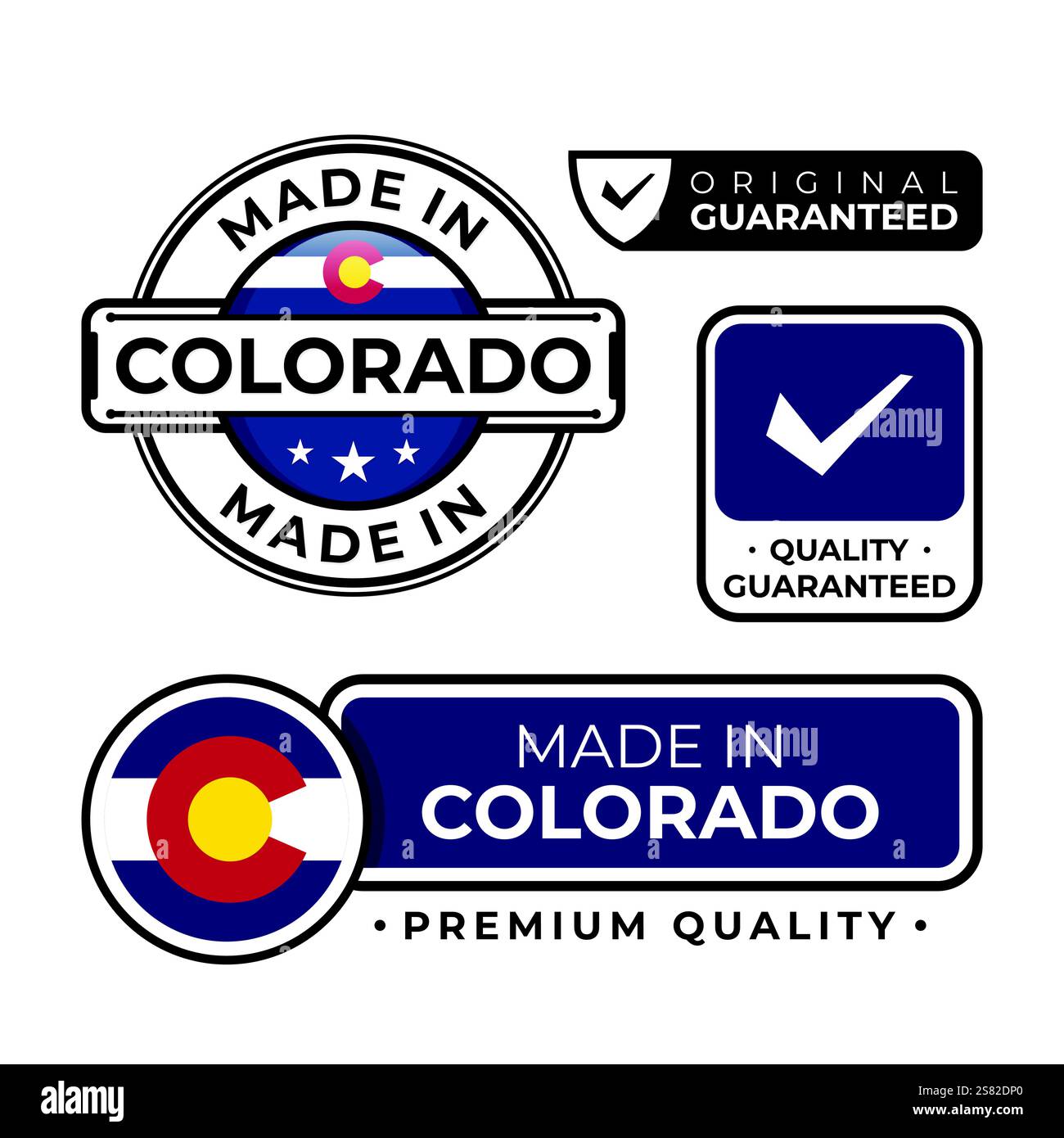 Badge bundle made in Colorado label icon emblem isolated on white ...