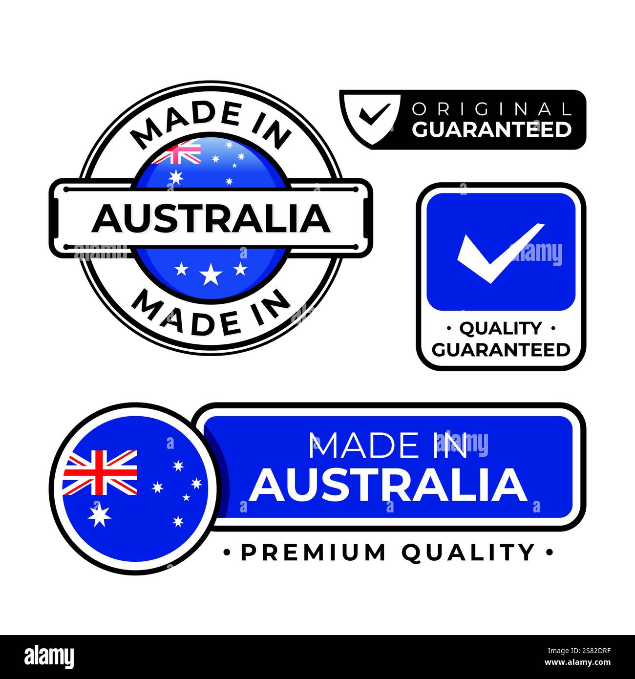Badge bundle made in Australia label icon emblem isolated on white ...