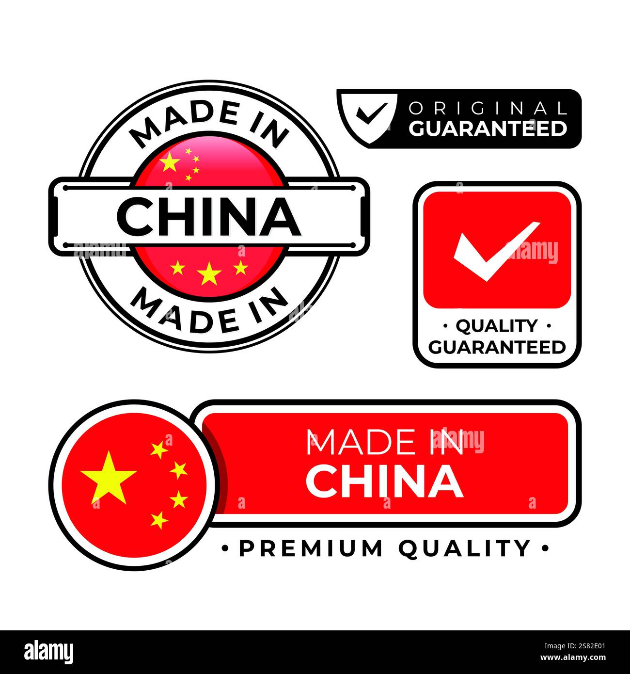 Badge bundle made in China label icon emblem isolated on white ...