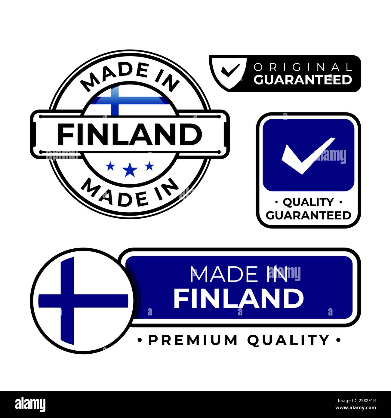 Badge bundle made in Finland label icon emblem isolated on white ...