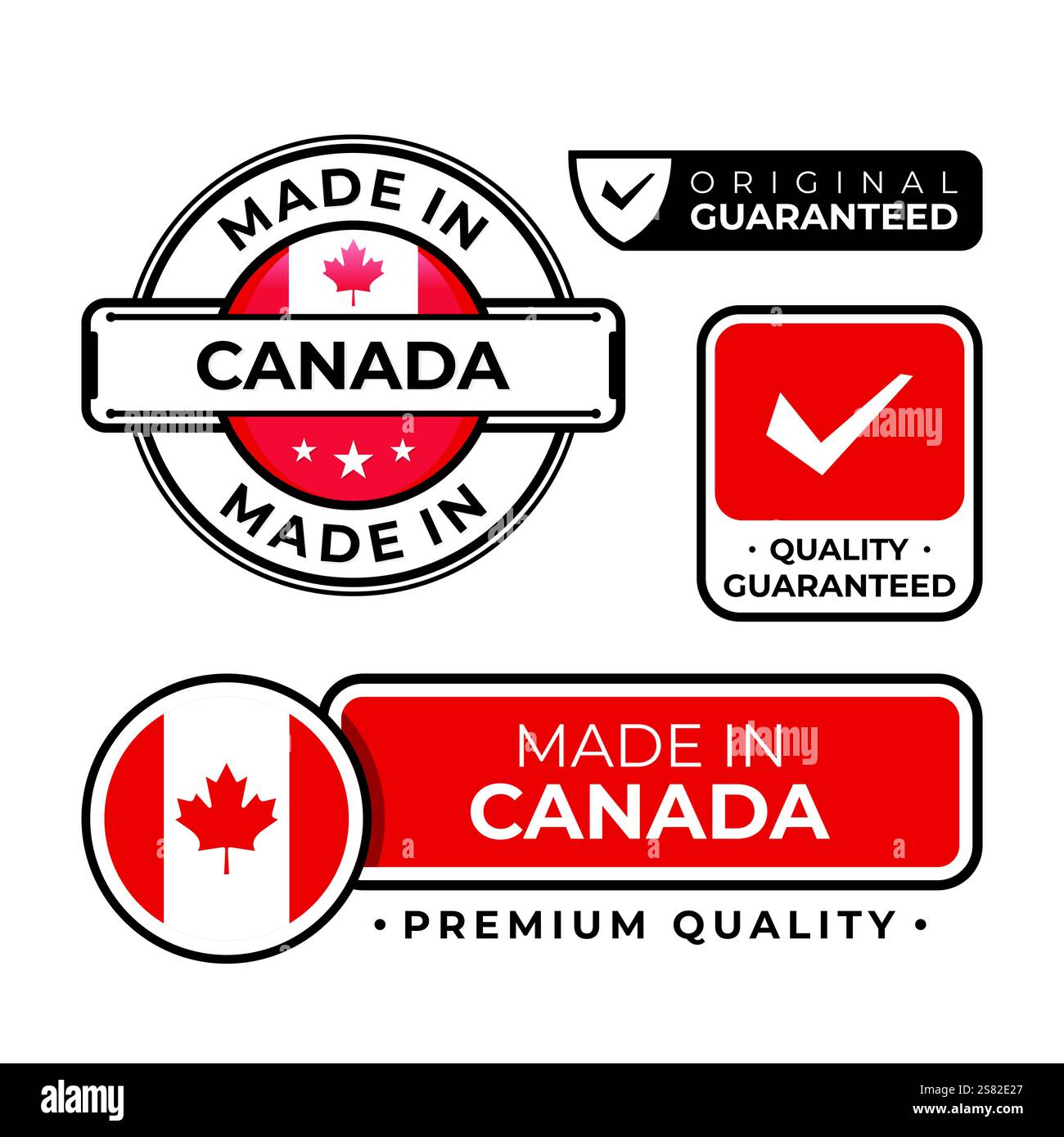 Badge bundle made in Canada label icon emblem isolated on white ...