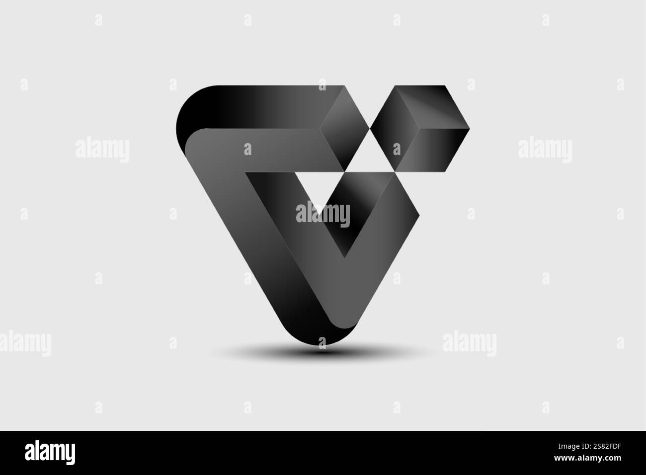 Black geometric logo design 3D element template. Modern twisted letter ...