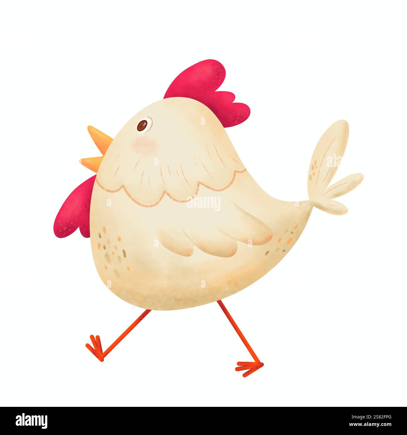 Chicken rooster gesture illustration. a Fat rooster cartoon isolated ...
