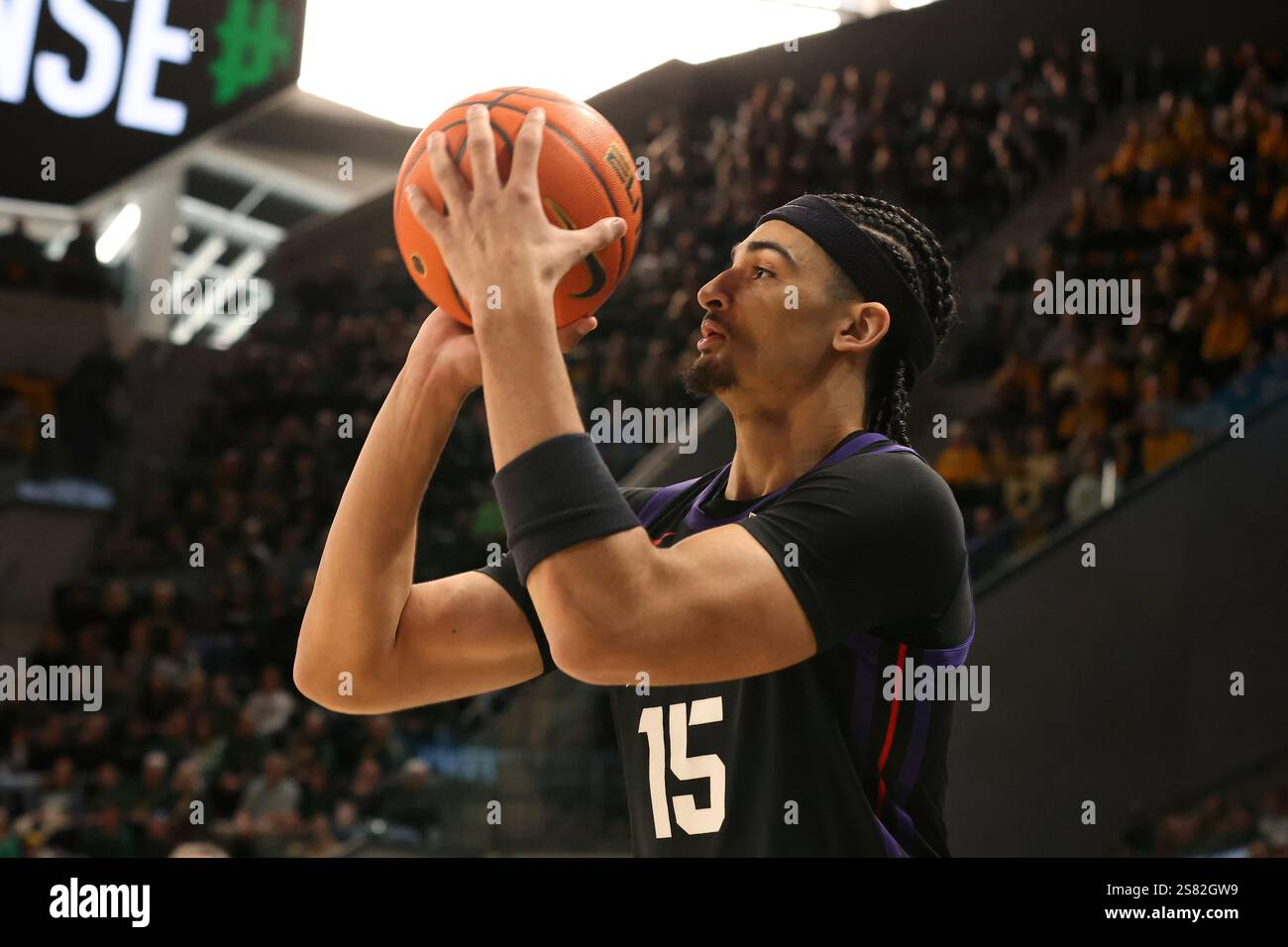 TCU forward David Punch sets to shoot in an NCAA college basketball ...