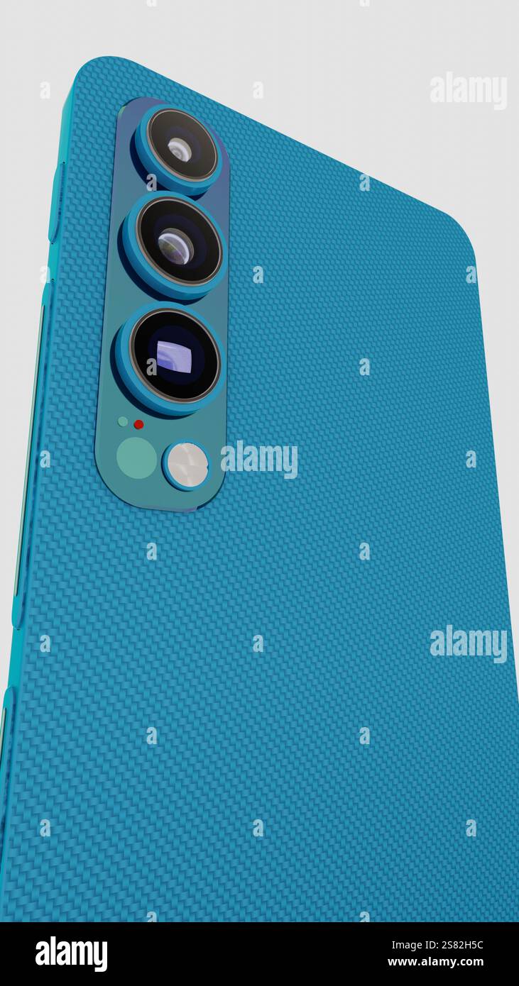 Modern Smartphone with Triple Camera System Featuring Turquoise ...