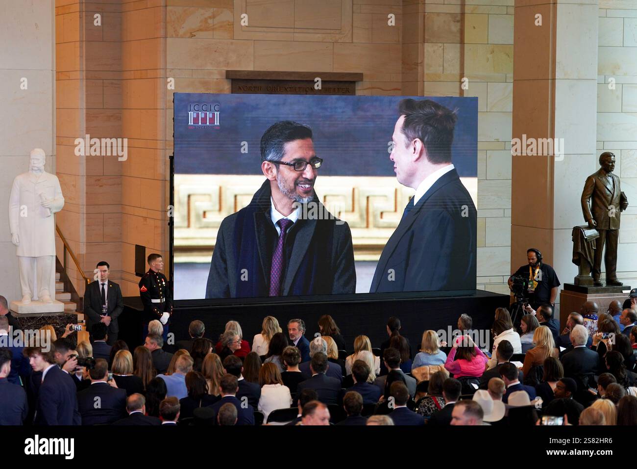 Sundar Pichai, chief executive officer of Alphabet Inc., and Elon Musk ...