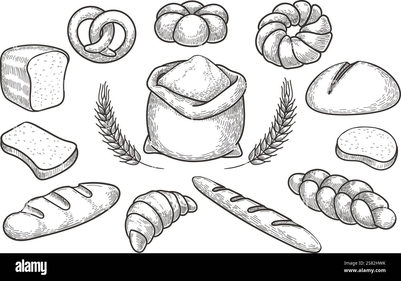 Bread hand drawn set Stock Vector Image & Art - Alamy